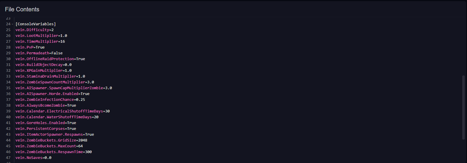 Full VEIN Server Configuration Guide (Game.ini) - Knowledgebase - HostByte